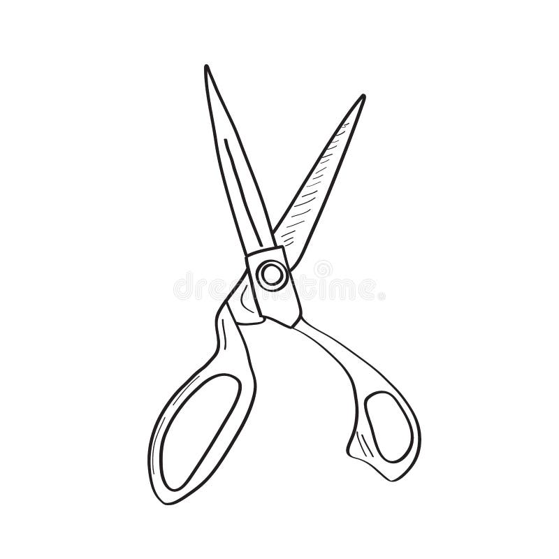 Hand drawn scissors stock vector. Illustration of line - 195598050