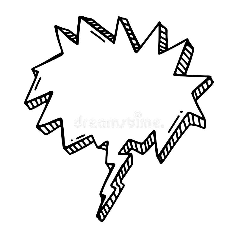 Hand Drawn Scream Announcement Balloon in Doodle Style Isolated Stock ...