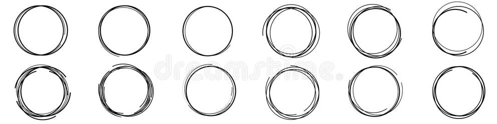 Hand Drawn Scribble Circles Set Illustration. Round Scribble Doodle ...