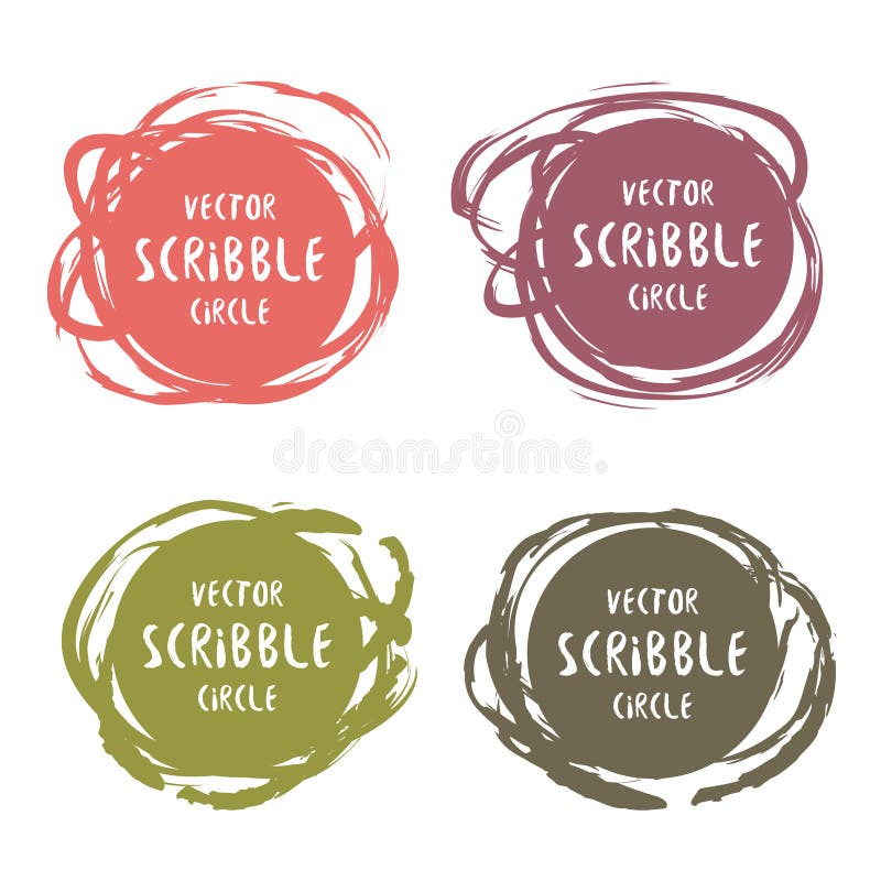 Hand Drawn Scribble Colorful Labels with Text Vector Set Stock Vector ...