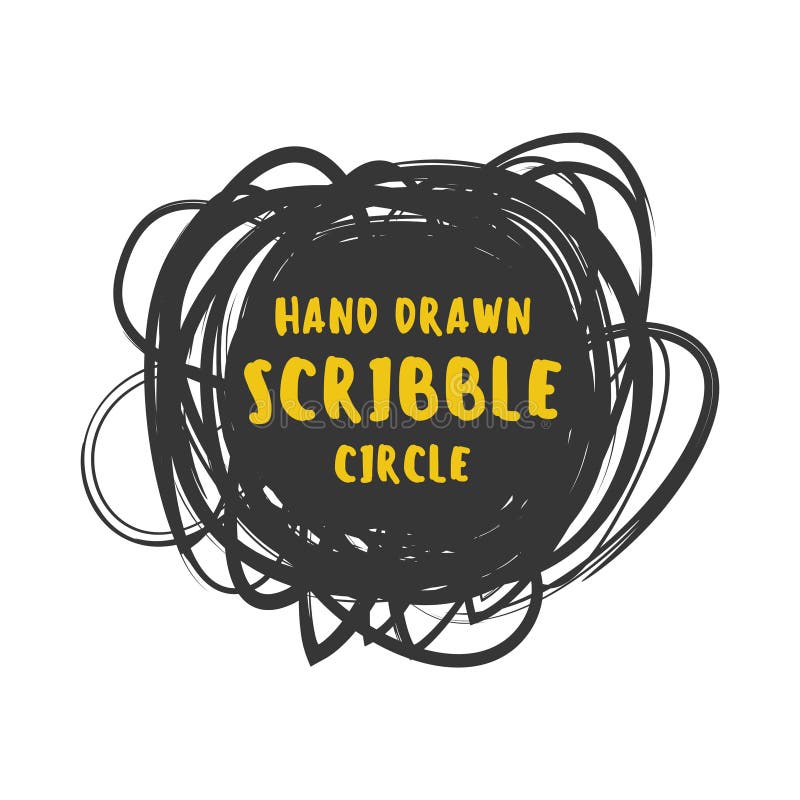 Hand Drawn Scribble Colorful Vector Circle and Label with Text Stock ...