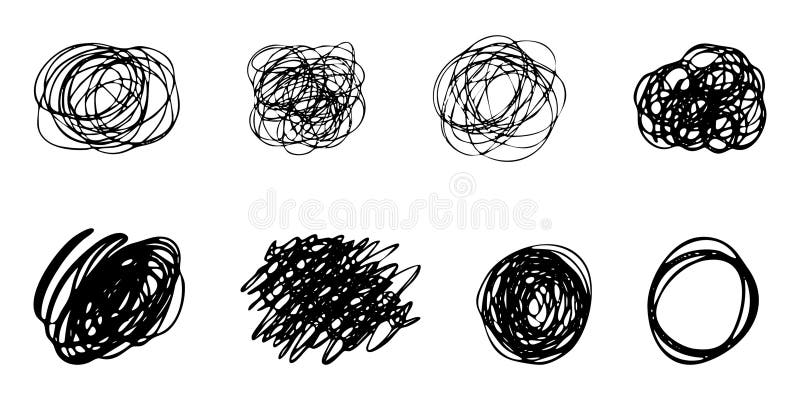 Hand Drawn Scribble Doodle Set on Transparent Background Stock ...