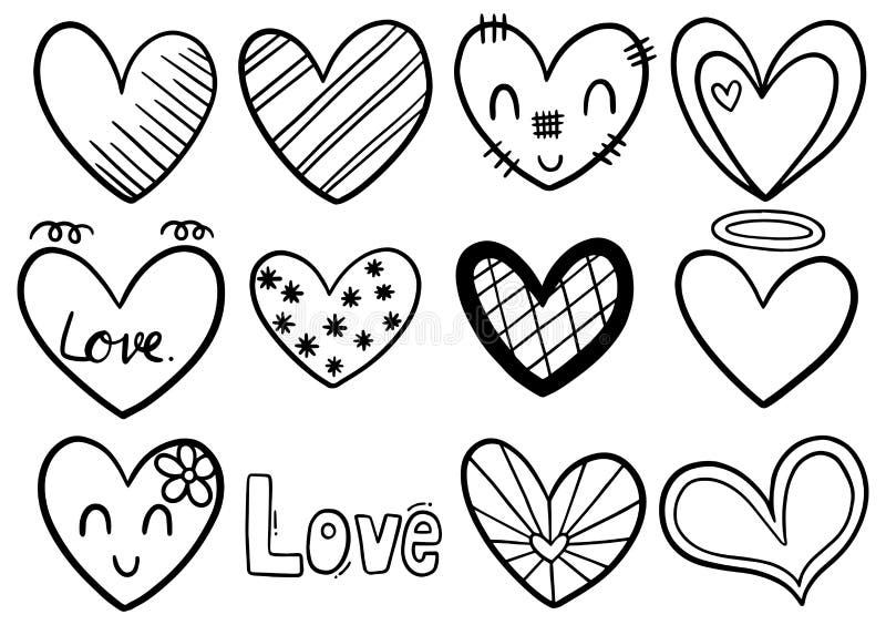 Hand drawn scribble hearts stock vector. Illustration of graphic ...