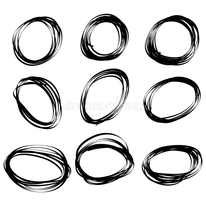 Hand Drawn Scribble Line Circles. Doodle Circular for Message Note Mark ...
