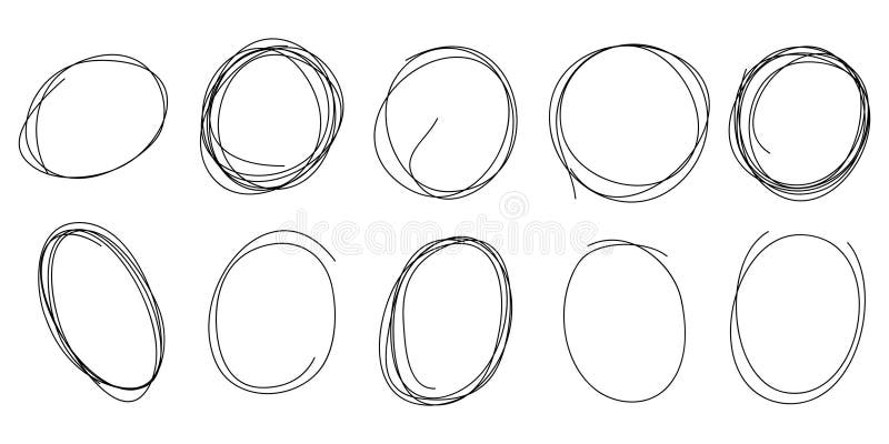 Hand Drawn Scribble Line Circles. Doodle Circular for Message Note Mark ...