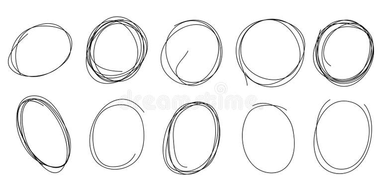 Hand Drawn Scribble Line Circles. Doodle Circular for Message Note Mark ...