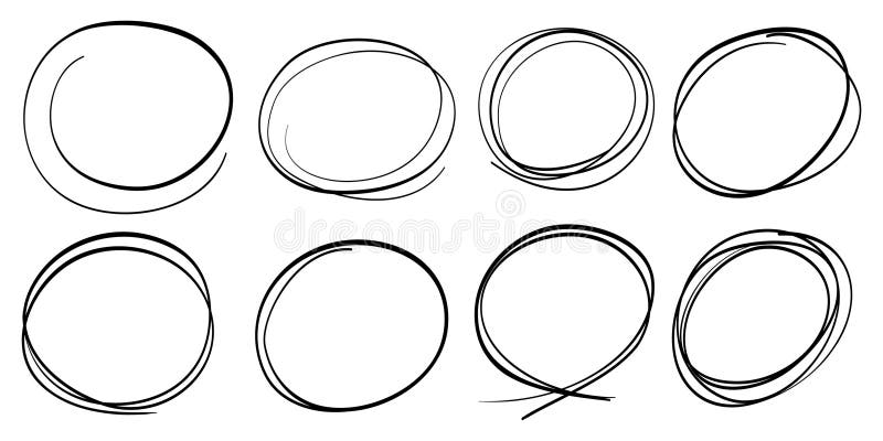 Hand Drawn Scribble Line Circles. Doodle Circular for Message Note Mark ...