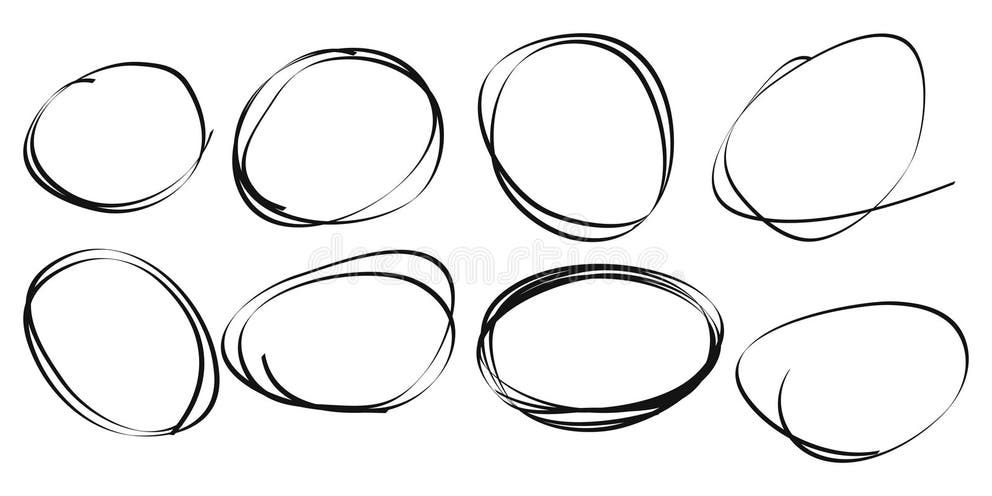 Hand Drawn Scribble Line Circles. Doodle Circular for Message Note Mark ...