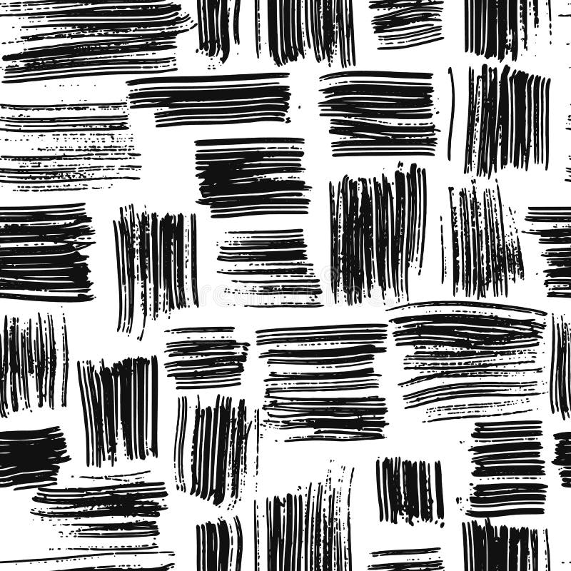 Hand Drawn Scribble Seamless Pattern. Monochrome Grunge Line Wallpaper ...