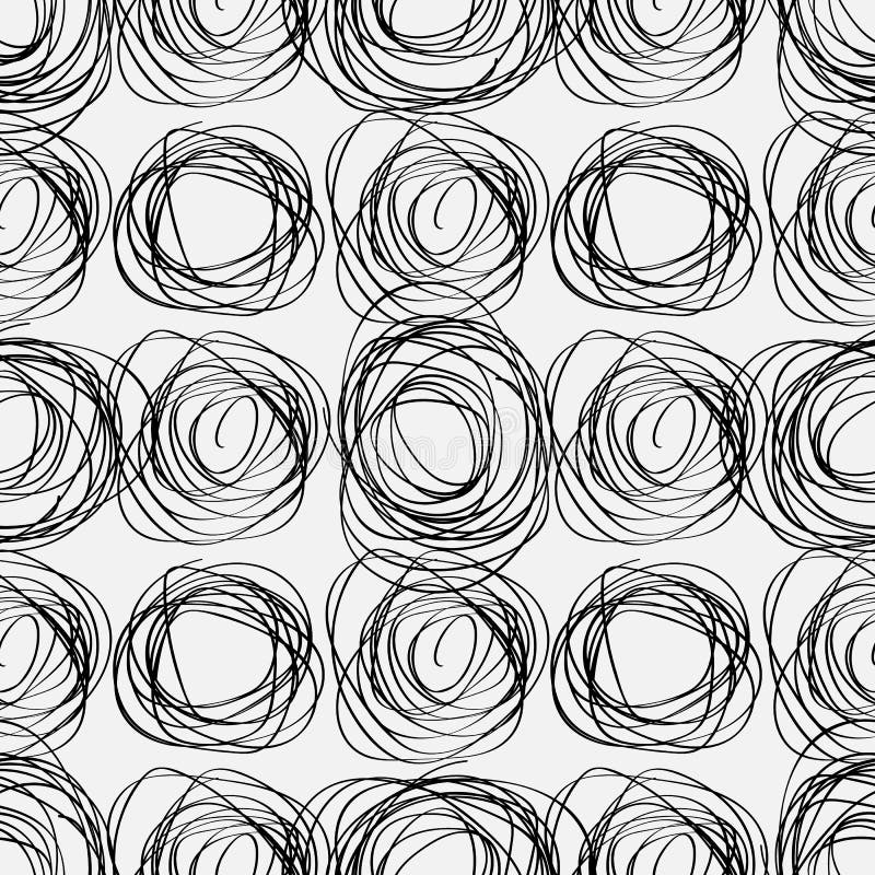 Hand Drawn Scribbles Seamless Pattern and Geometric Elements Stock ...