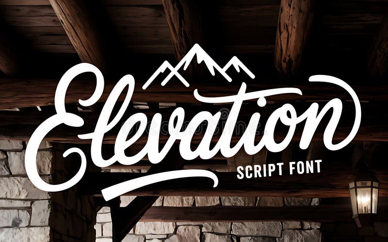 Hand-drawn Script Font with Mountain Peaks Incorporated into the Text ...
