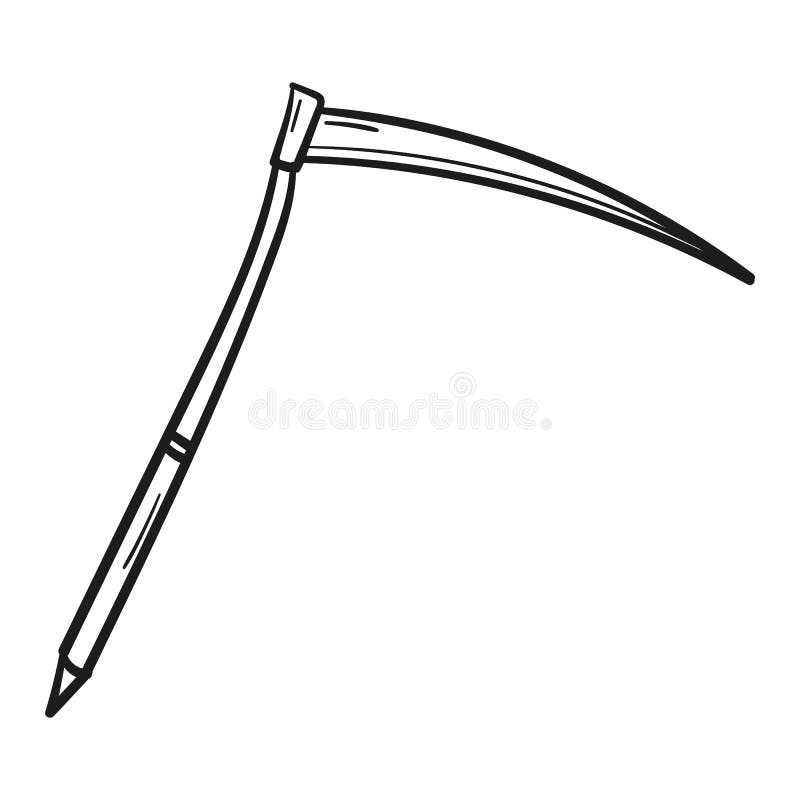 Hand Drawn Scythe Icon in Doodle Style Isolated Stock Vector ...