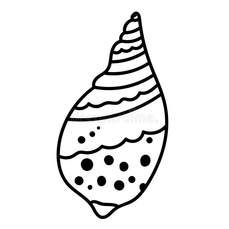 Hand-drawn Sea Shell Outline in Clean Black and White Vector Format ...