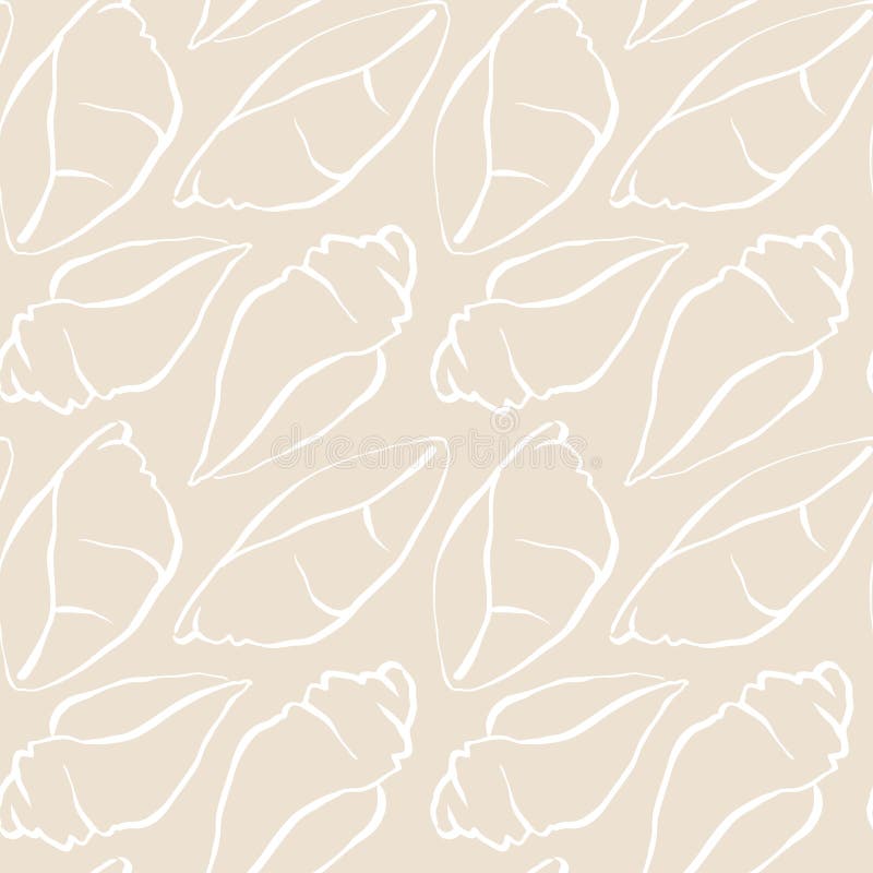 Hand Drawn Sea Shells Beige Sandy Seamless Pattern in Doodle Sketchy ...