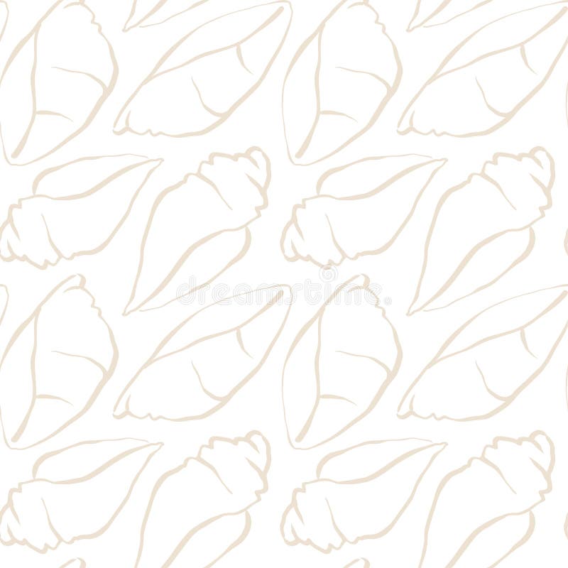 Hand Drawn Sea Shells Beige Sandy Seamless Pattern in Doodle Sketchy ...