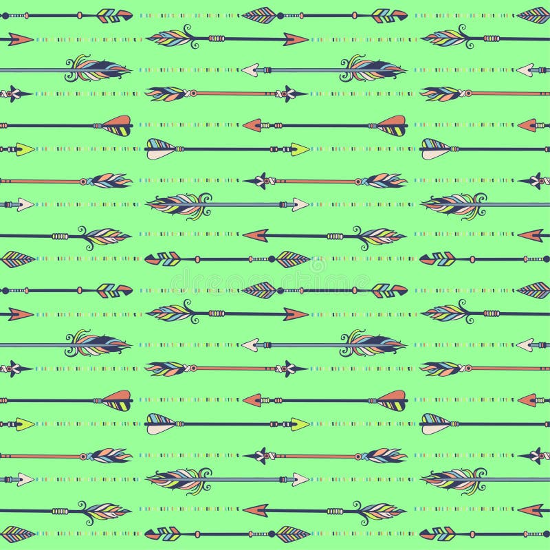 Hand Drawn Seamless Arrow Pattern. Colorful Arrows Seamless Vector ...