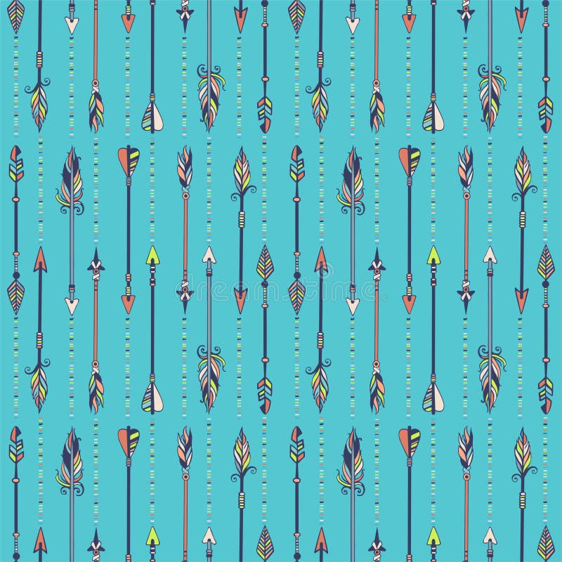Hand Drawn Seamless Arrow Pattern. Colorful Arrows Seamless Vector ...