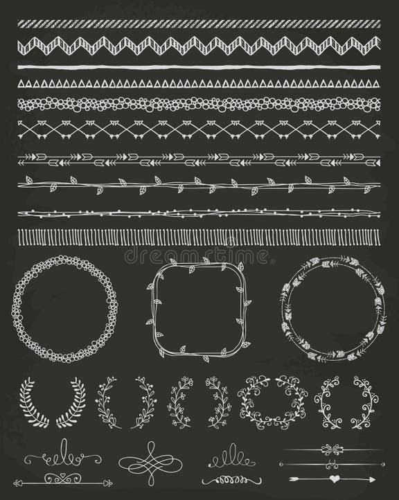 Hand-Drawn Seamless Borders and Design Elements Stock Vector ...