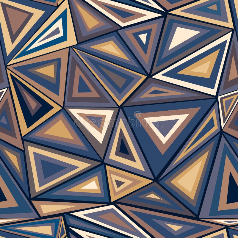 Hand-drawn Seamless Geometric Pattern with Triangles in Brown and Blue ...