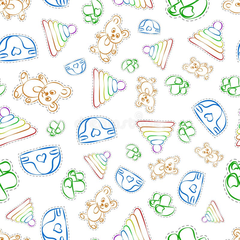 Hand Drawn Seamless Kids Pattern Stock Vector - Illustration of vector ...