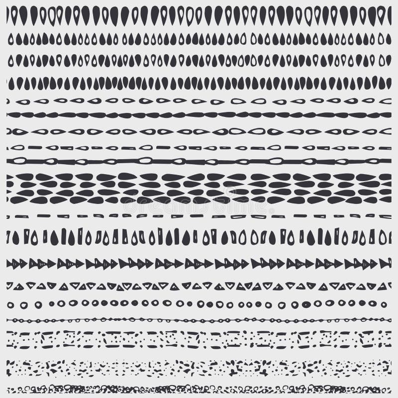 Hand Drawn Seamless Line Borders.Doodle Artistic Brushes.Black Stock ...