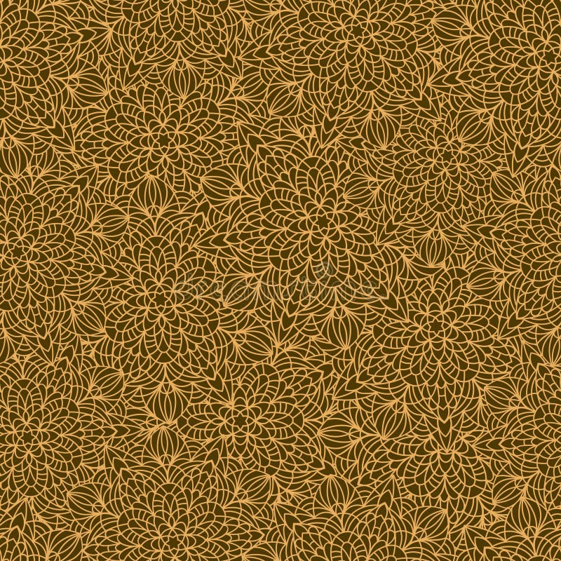 Hand Drawn Seamless Mandala Flowers Pattern Stock Vector - Illustration ...