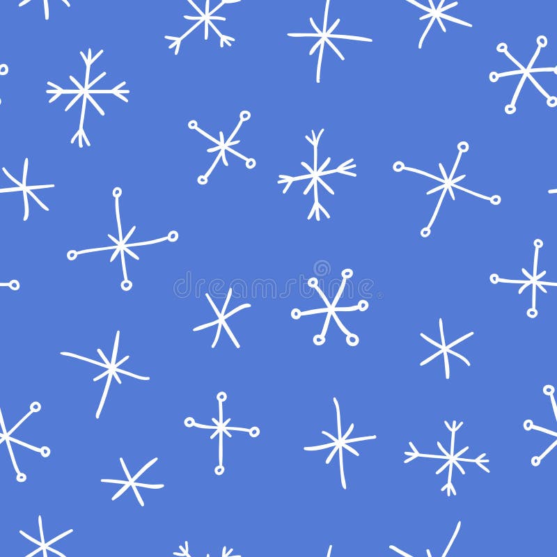 Hand Drawn Seamless Pattern. Blue on White Background. Abstract Doodle ...