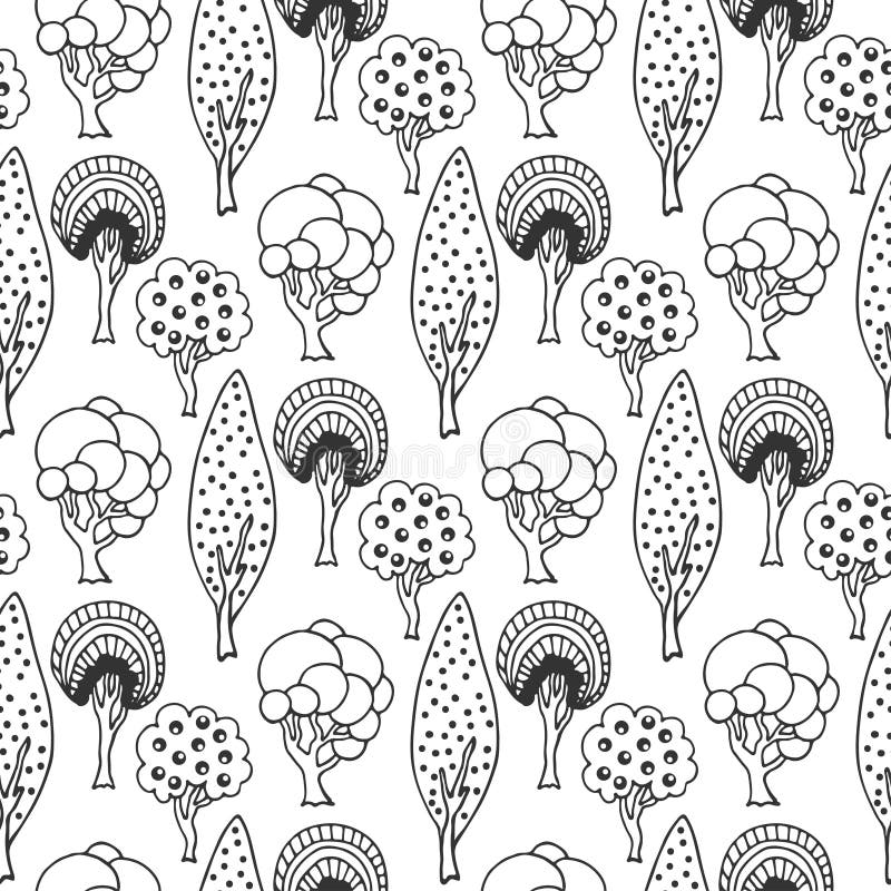 Trees Vector Set. Hand Drawn Vector Collection of Doodle Trees Stock ...