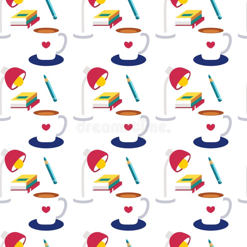 Hand Drawn Seamless Pattern Back To School Stock Vector - Illustration ...