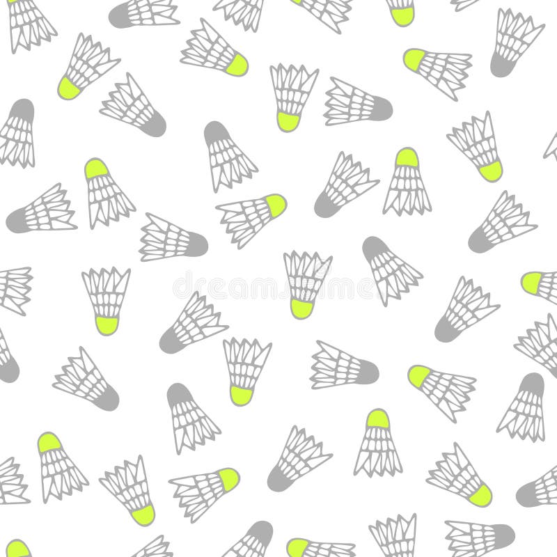 Hand Drawn Seamless Pattern with Badminton Shuttlecock Stock ...