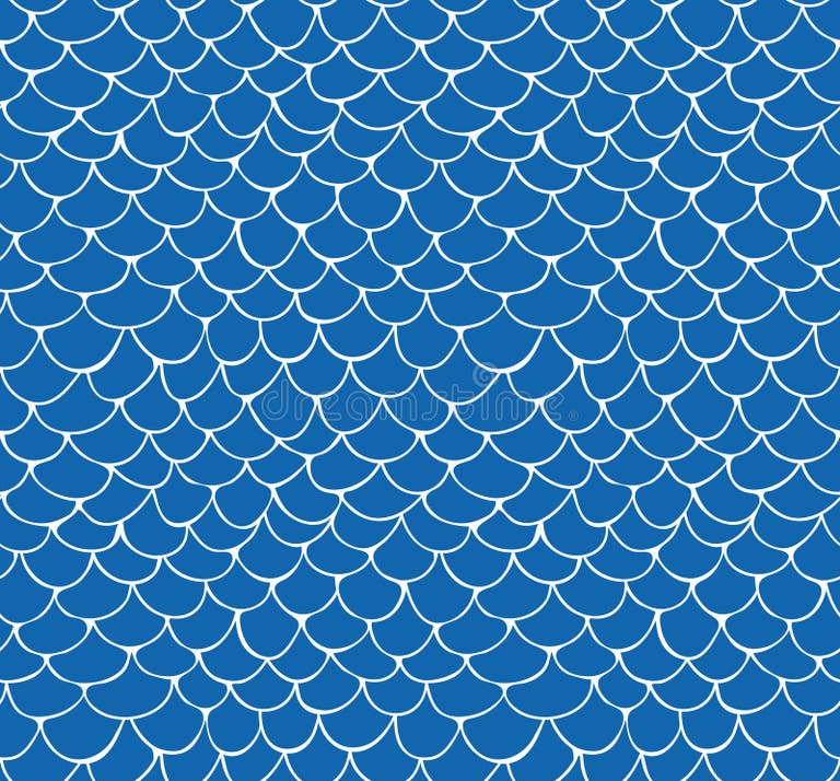 Hand Drawn Seamless Pattern of Blue Fish Scale Stock Vector ...