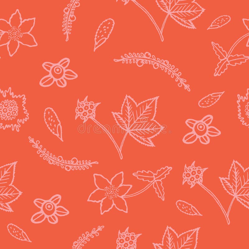Hand Drawn Seamless Pattern with Blueberry, Cloudberry, Cowberry and ...
