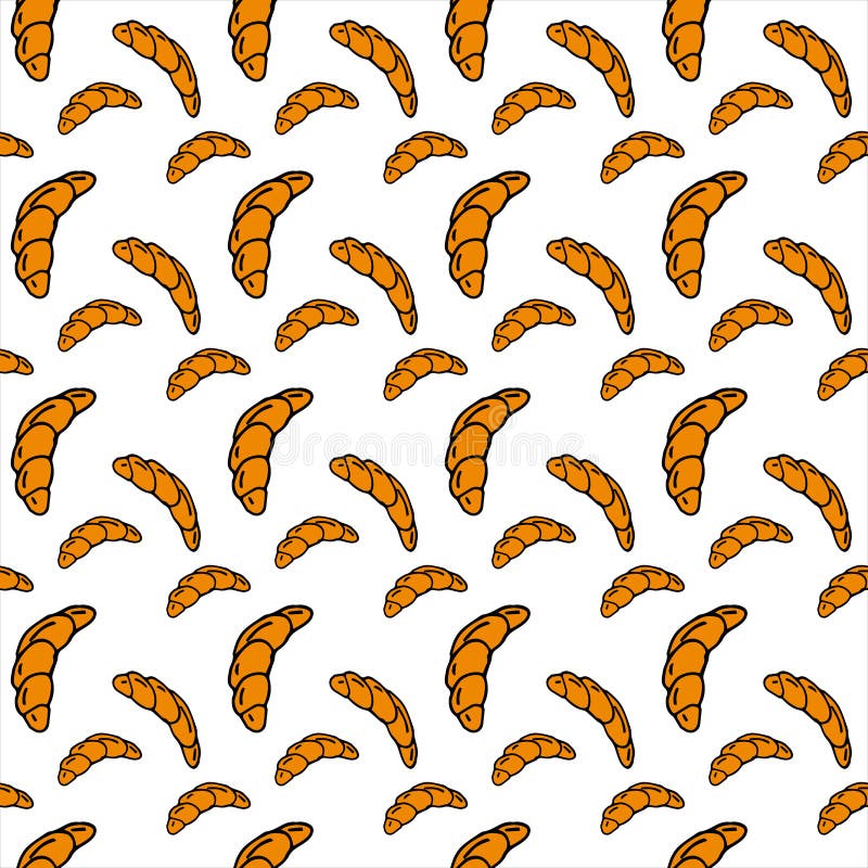 Hand Drawn Seamless Pattern of Bread Vector. Stock Vector ...