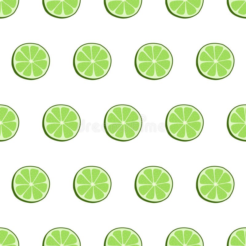 Hand Drawn Seamless Pattern with Circle Sliced Lime. Fabric Print ...