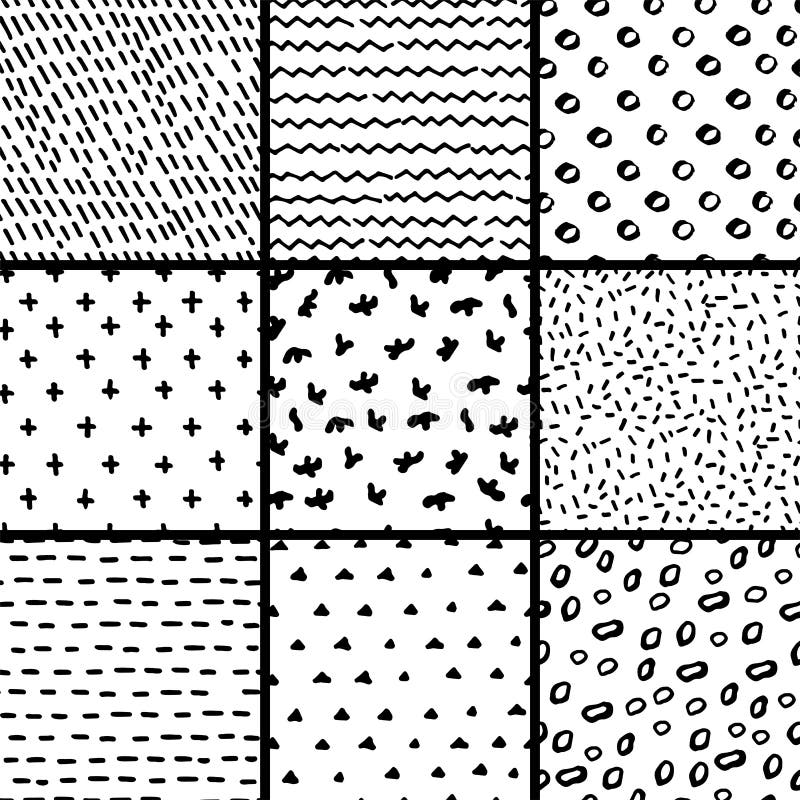 Hand Drawn Seamless Pattern Collection. Simple Texture for Background ...