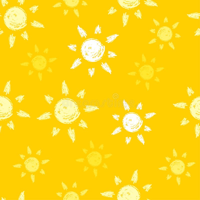 Hand Drawn Seamless Pattern with Cute Chalk Sun. Hand Drawn Pattern ...
