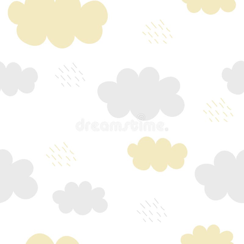 Hand Drawn Seamless Pattern with Cute Clouds. Cloud and Sky Vector ...