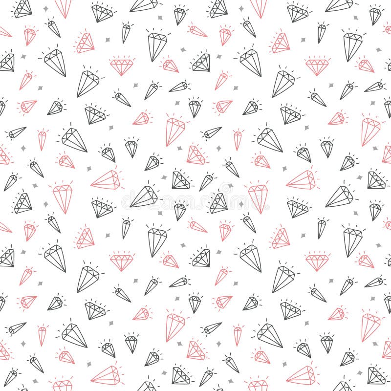 Hand Drawn Seamless Pattern with Cute Diamonds Stock Vector ...