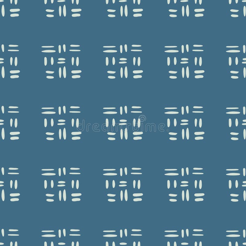Hand Drawn Seamless Pattern with Dash Line on Blue Background ...