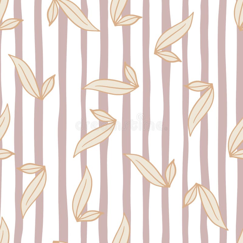 Hand Drawn Seamless Pattern with Doodle Random Contoured Leaves Shapes ...