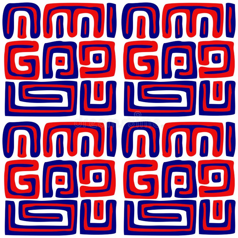 Handdrawn Color Meander Ornamental Seamless Pattern Tile Stock ...