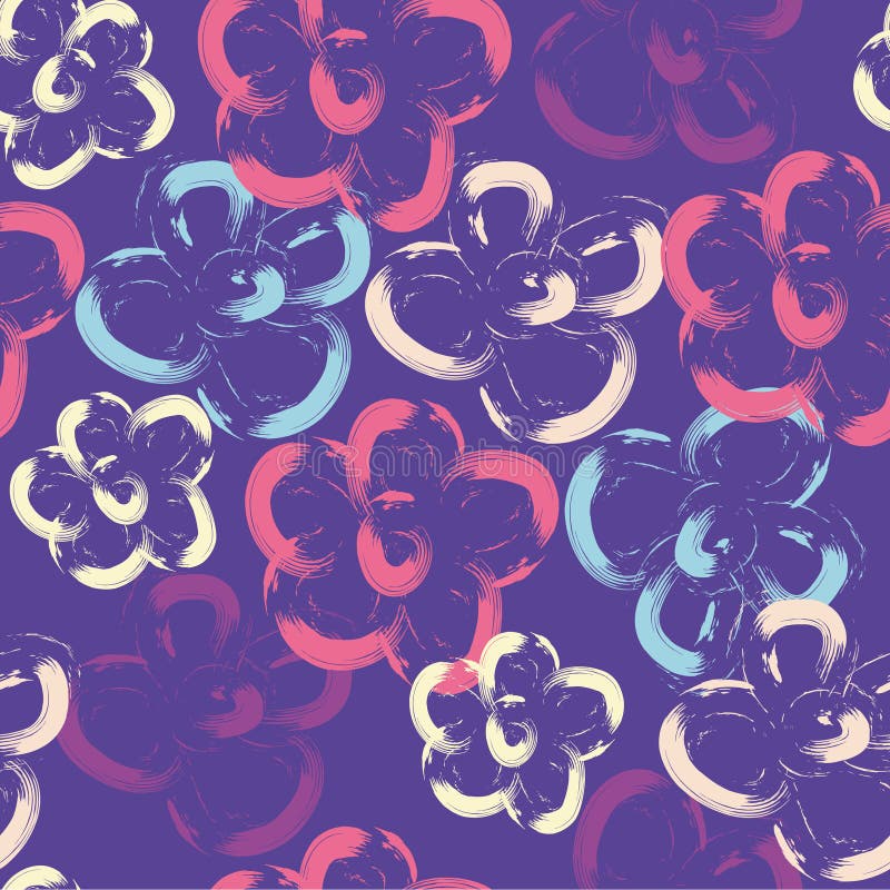 Hand-drawn Seamless Pattern with Floral Print. Abstract Multi-colored ...