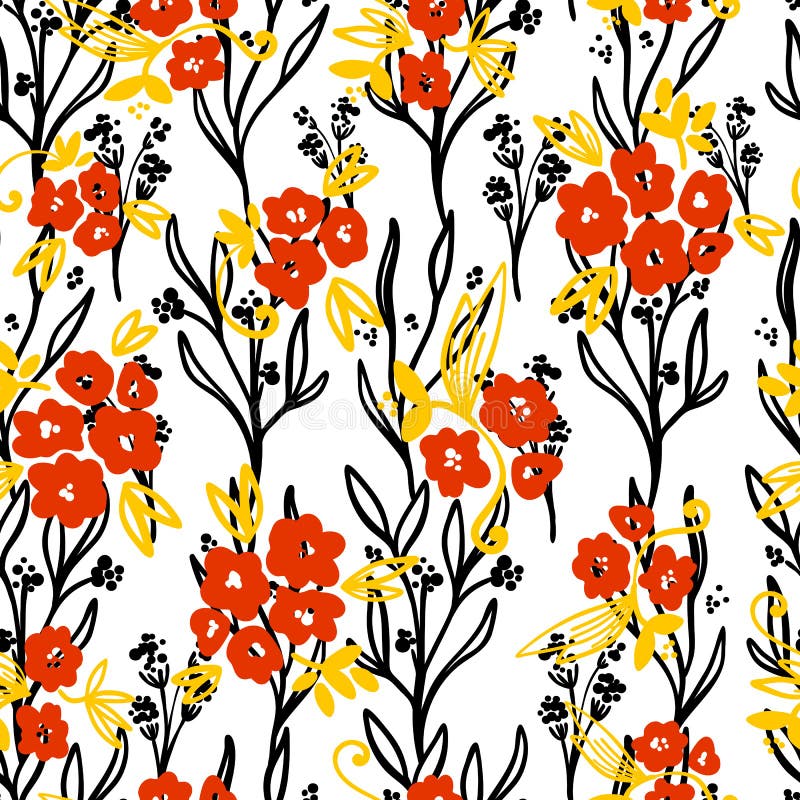 Hand Drawn Seamless Pattern Stock Vector - Illustration of fashion ...