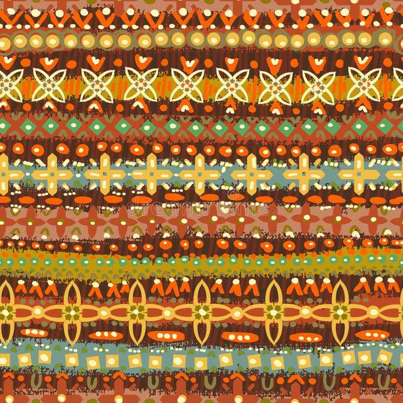 Hand Drawn Seamless Pattern in Folkloric Style Stock Vector ...