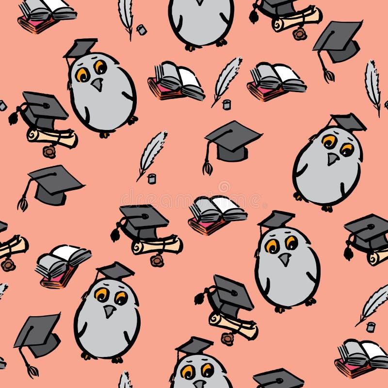 Hand Drawn Seamless Pattern of Graduation Day Stock Vector ...