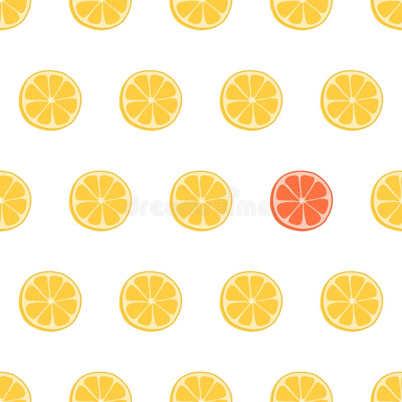 Hand Drawn Seamless Pattern with Lemon Slice. Fabric Print Texture with ...