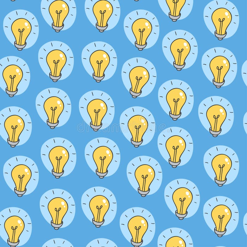 Hand Drawn Seamless Pattern of Light Bulbs. Idea Stock Vector ...