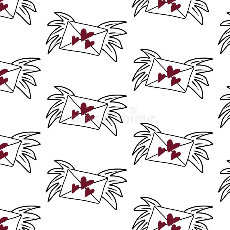 Hand-drawn Seamless Pattern with Love Letters. Stock Vector ...