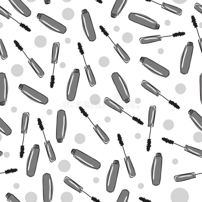 Hand Drawn Seamless Pattern with Mascara Stock Vector - Illustration of ...