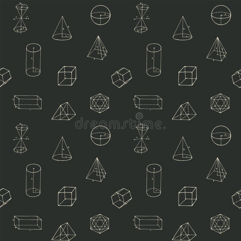Hand-drawn Seamless Pattern with Mathematical Geometrical Figures Stock ...
